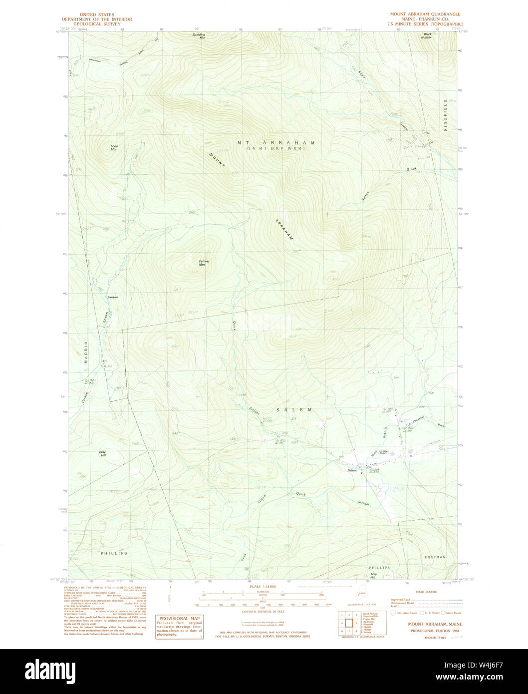 Maine USGS Historical Map Mount Abraham 460632 1984 24000 Restoration ...