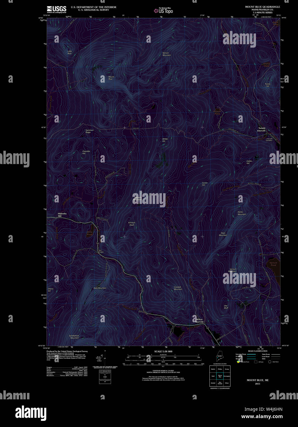 Maine USGS Historical Map Mount Blue 20110902 TM Inversion Restoration ...