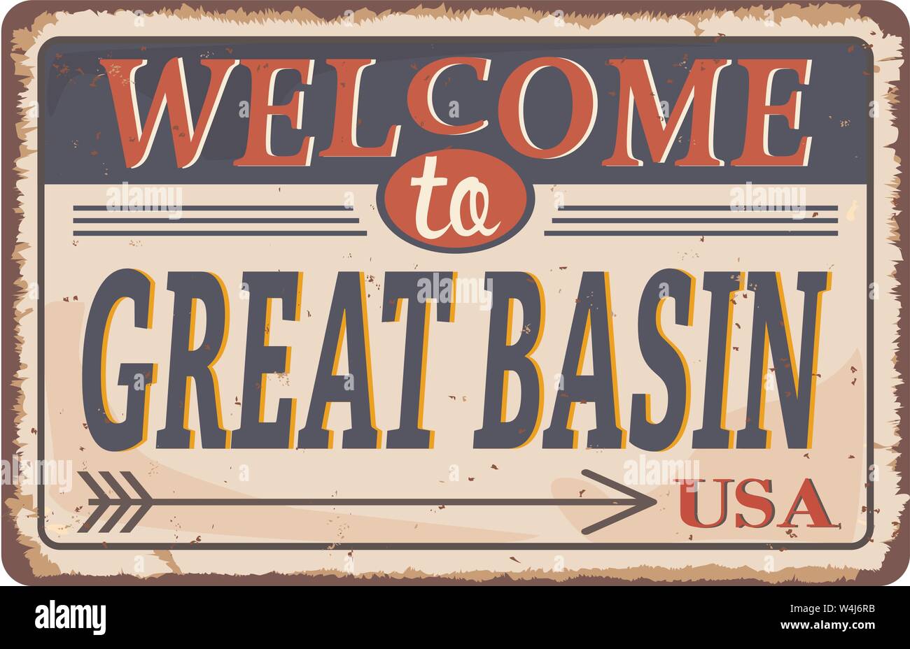 Great Basin usa Vintage blank rusted metal sign Vector Illustration on ...