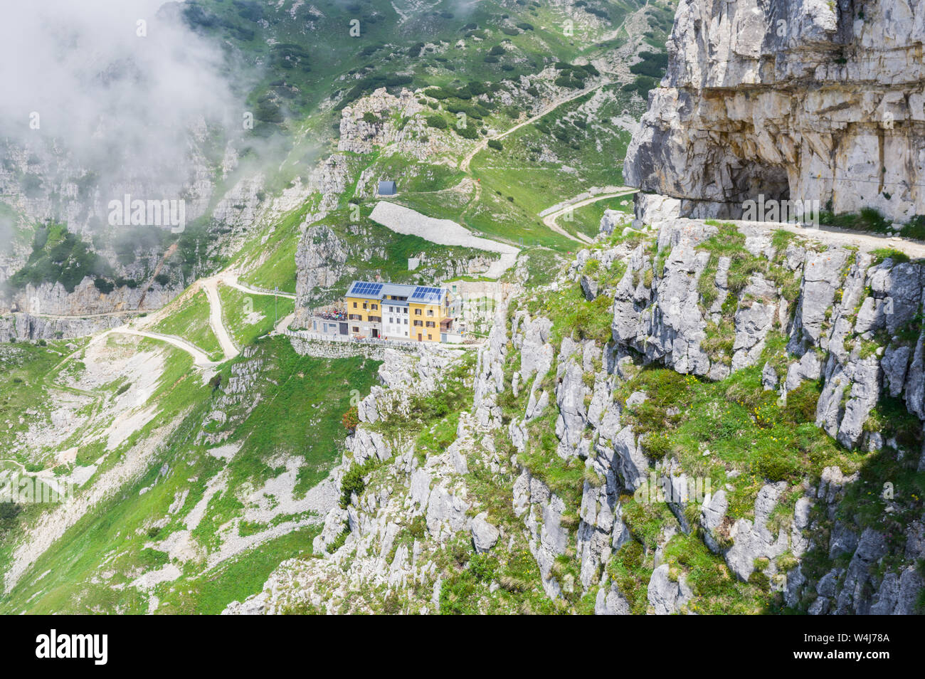 Monte Pasubio, Italy (12th July 2019)-View of the Rifugio Papa, the ...