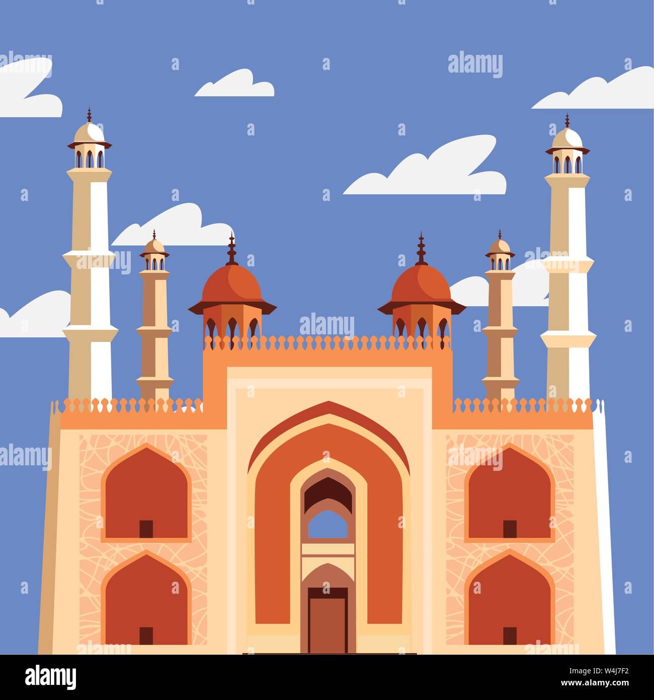 india independence day famous indian monument and landmark vector ...