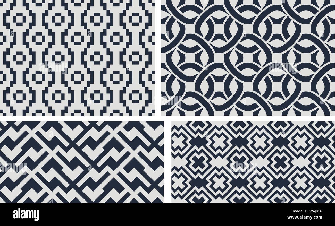 Set of seamless patterns. Abstract geometric background vector ...