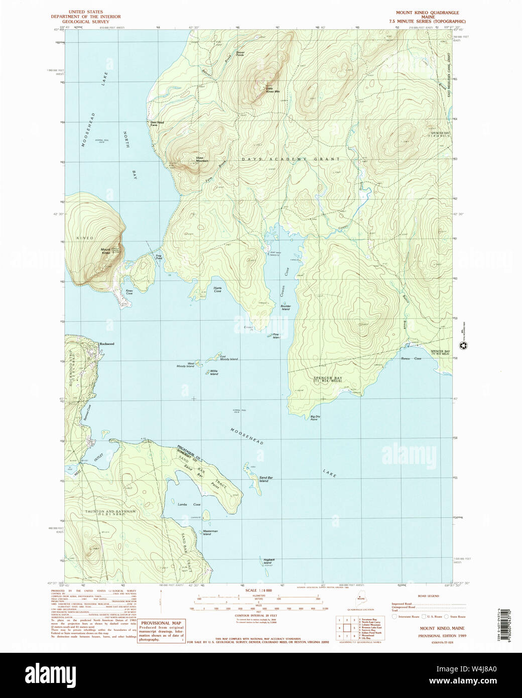 Maine USGS Historical Map Mount Kineo 102782 1989 24000 Restoration ...