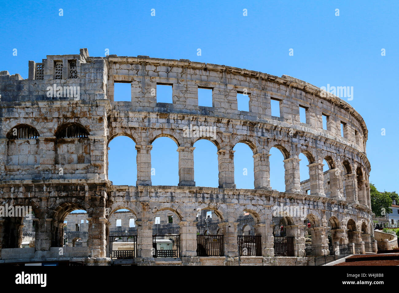 Exterior view of Pula Arena, a Roman amphitheatre built in Croatia in ...