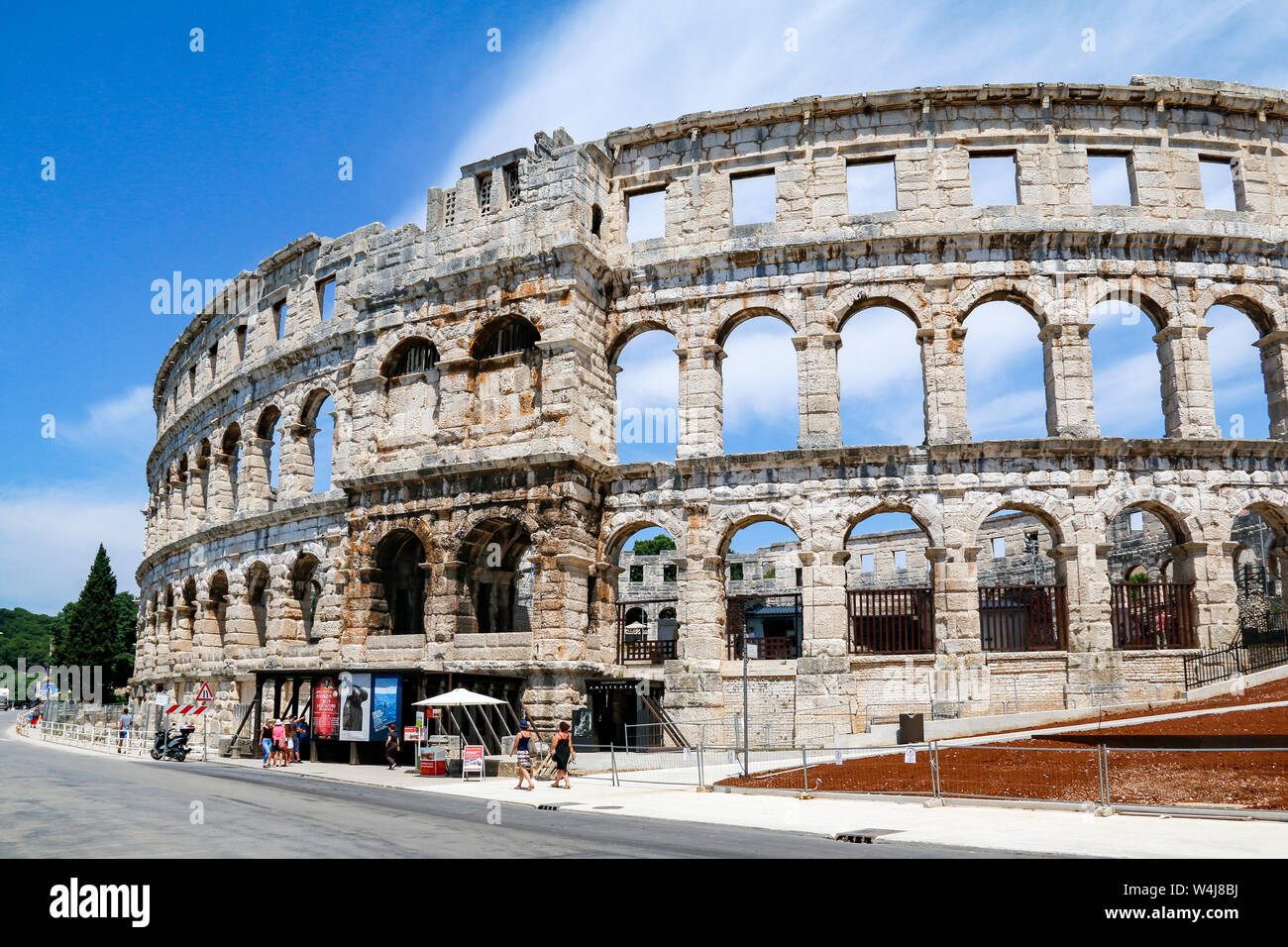 Exterior view of Pula Arena, a Roman amphitheatre built in Croatia in ...