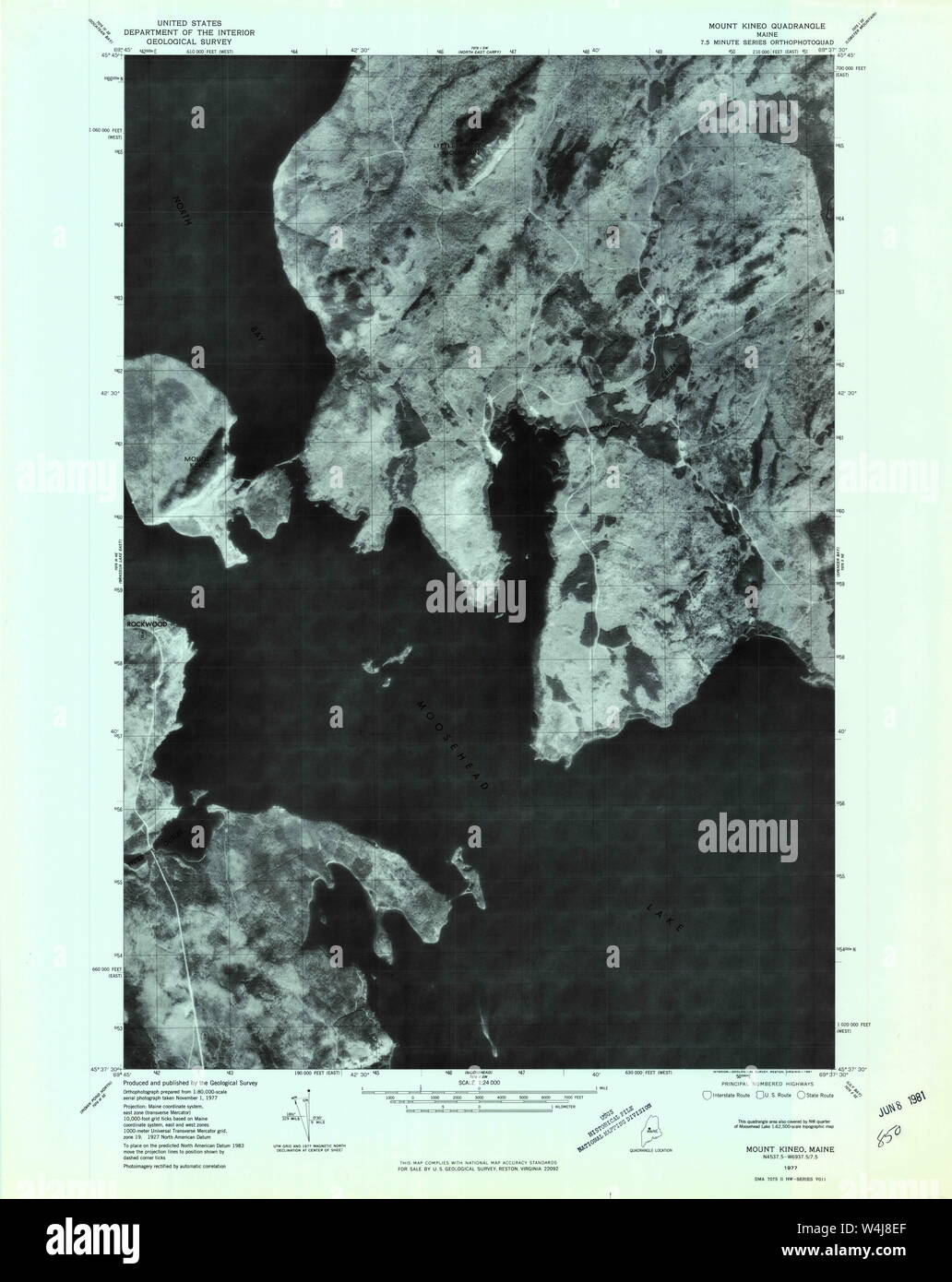 Maine USGS Historical Map Mount Kineo 806945 1977 24000 Restoration ...