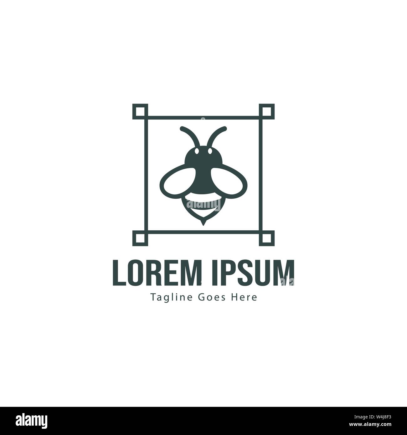 Bee logo template design. Minimalist bee logo with modern frame vector ...