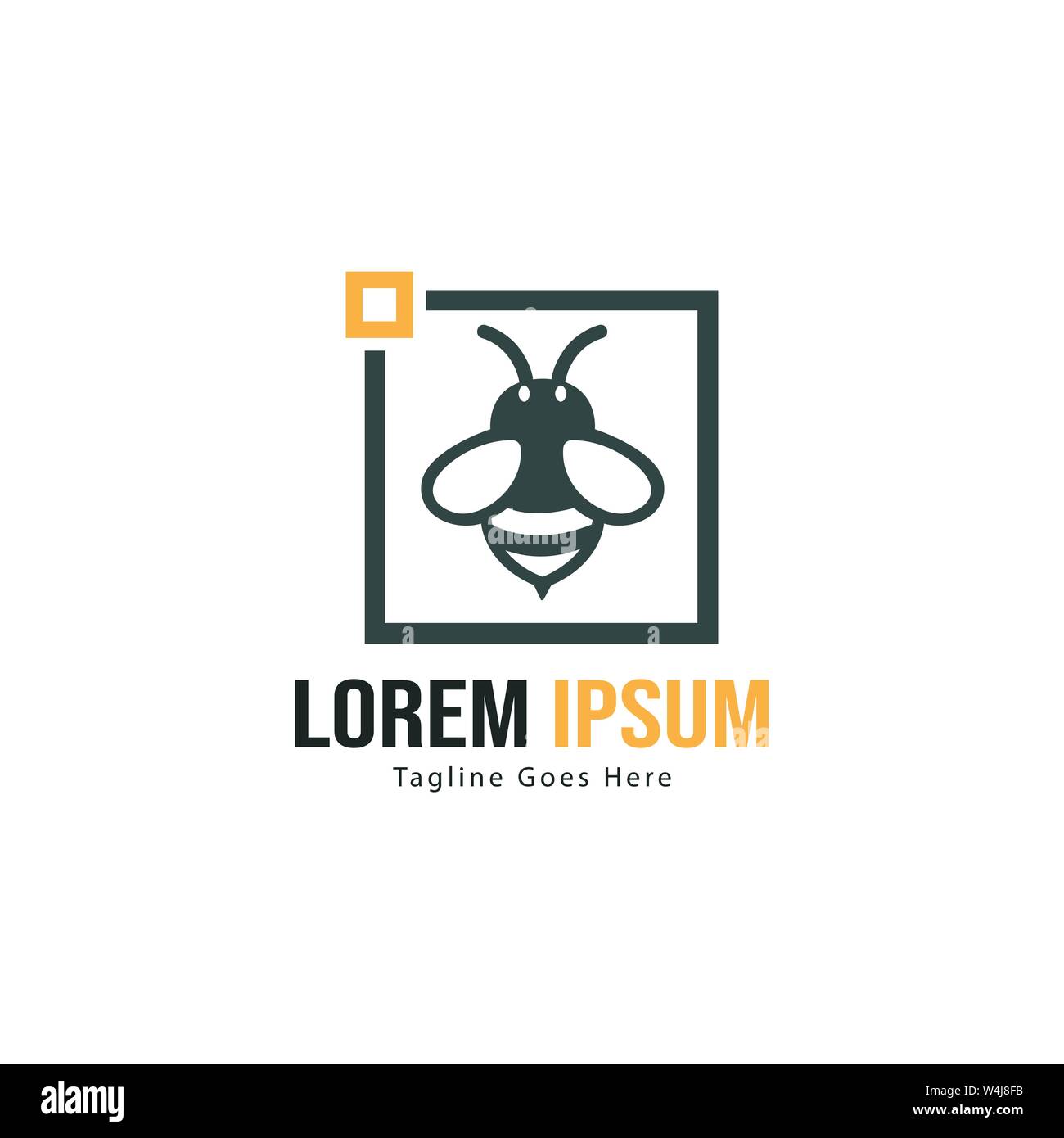 Bee logo template design. Minimalist bee logo with modern frame vector ...