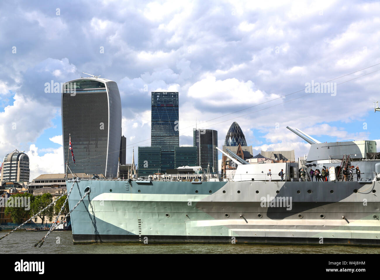 London, Great Britain -May 23, 2016: HMS Belfast, World War II museum ...