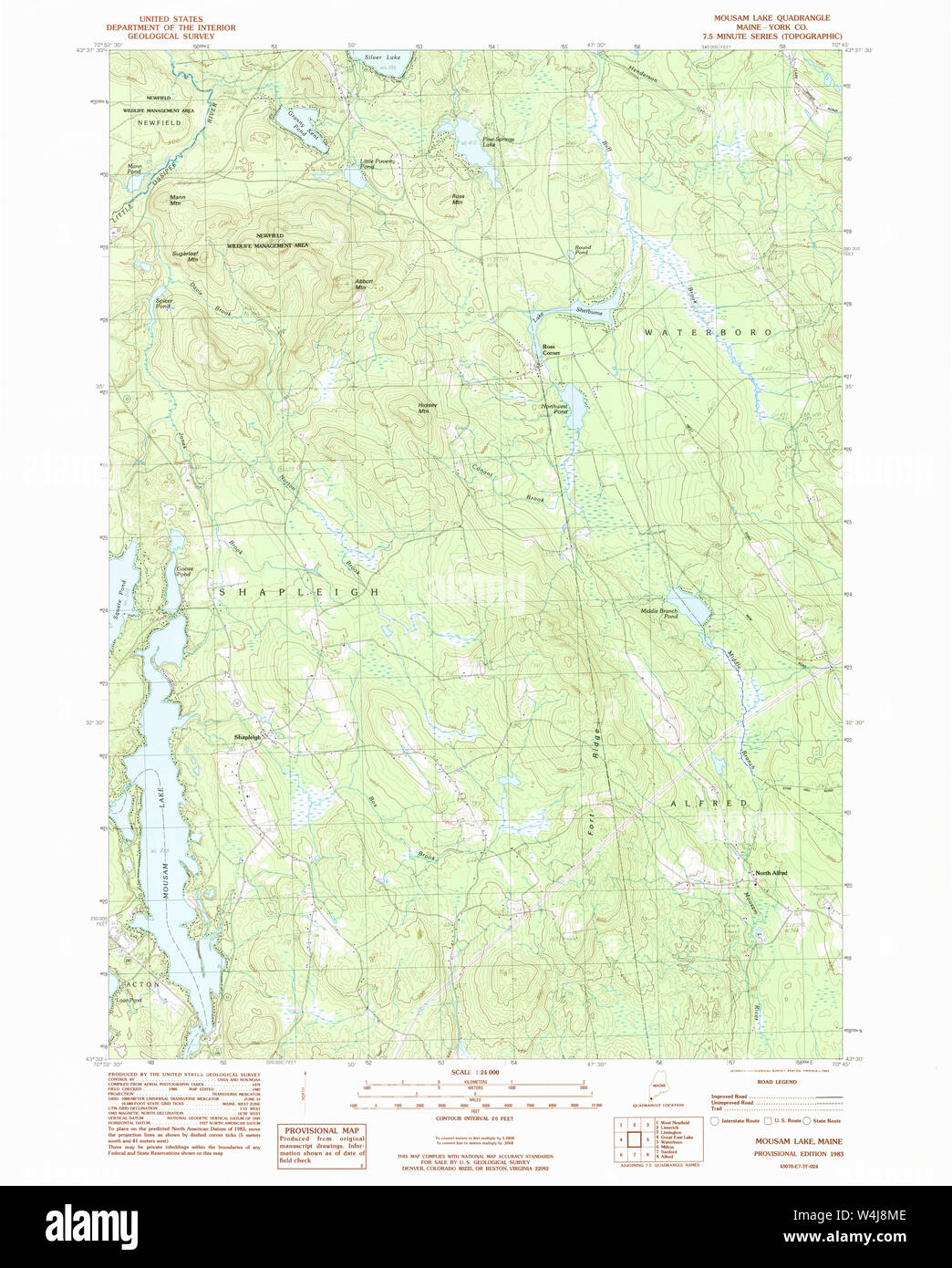 Maine USGS Historical Map Mousam Lake 102789 1983 24000 Restoration ...