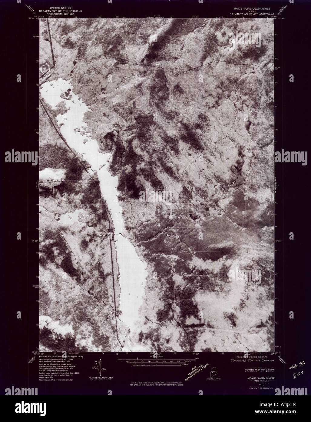 Maine USGS Historical Map Moxie Pond 806949 1977 24000 Inversion ...