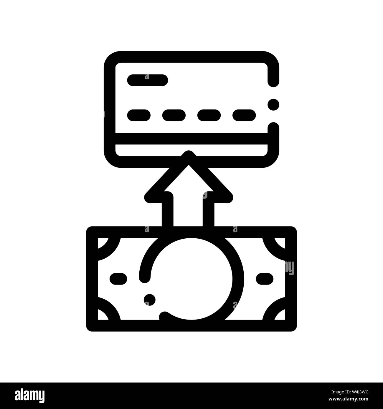 Putting Money Cash On Card Vector Thin Line Icon Stock Vector Image ...