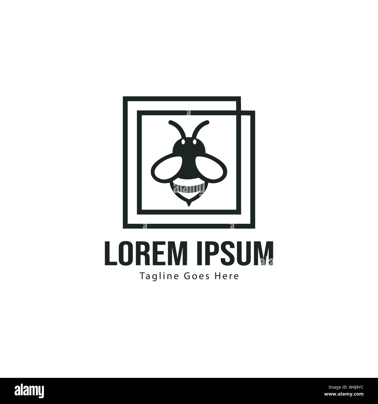 Bee logo template design. Minimalist bee logo with modern frame vector ...