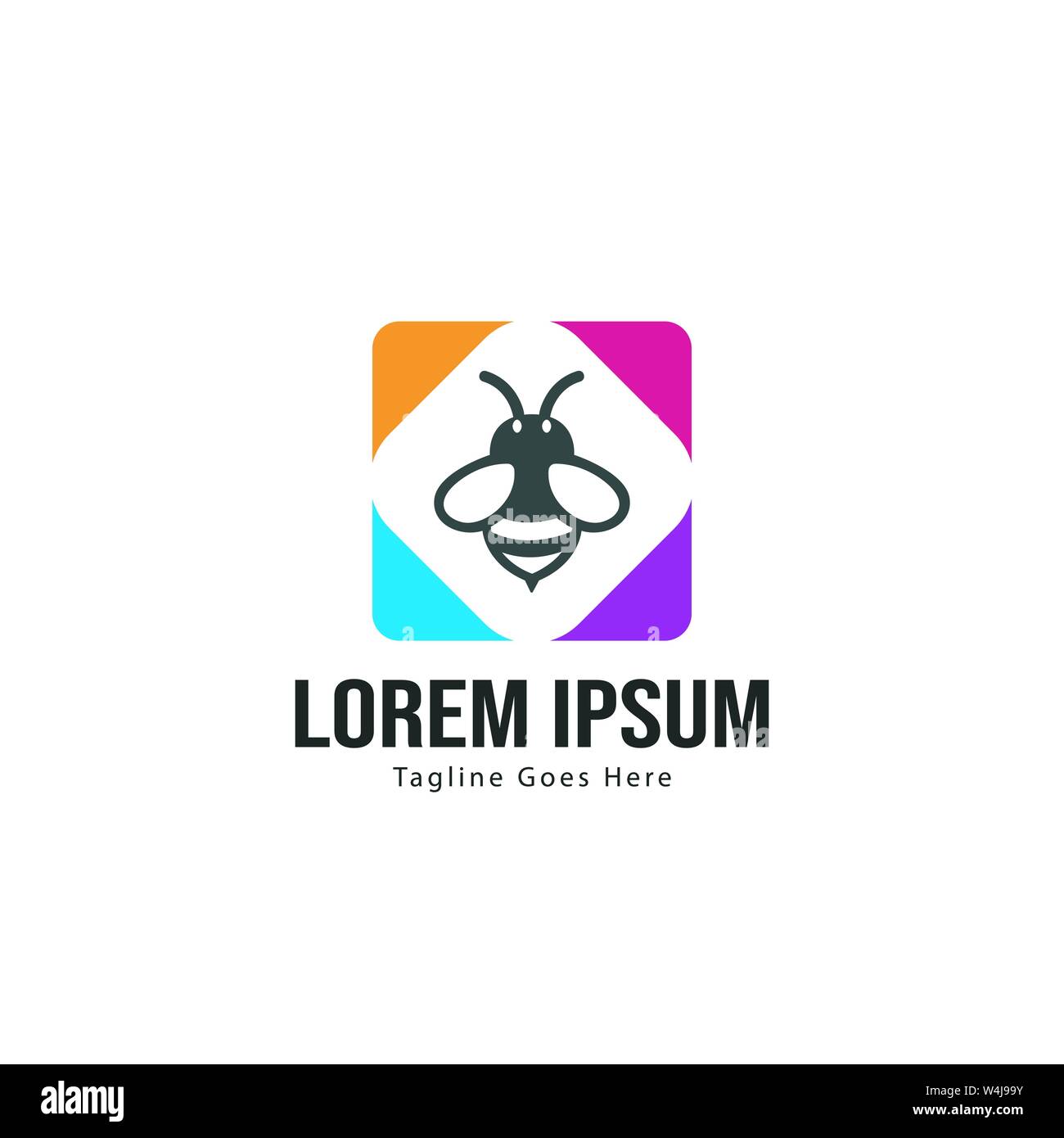 Bee logo template design. Minimalist bee logo with modern frame vector ...