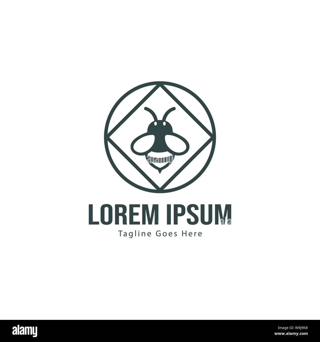 Bee logo template design. Minimalist bee logo with modern frame vector ...