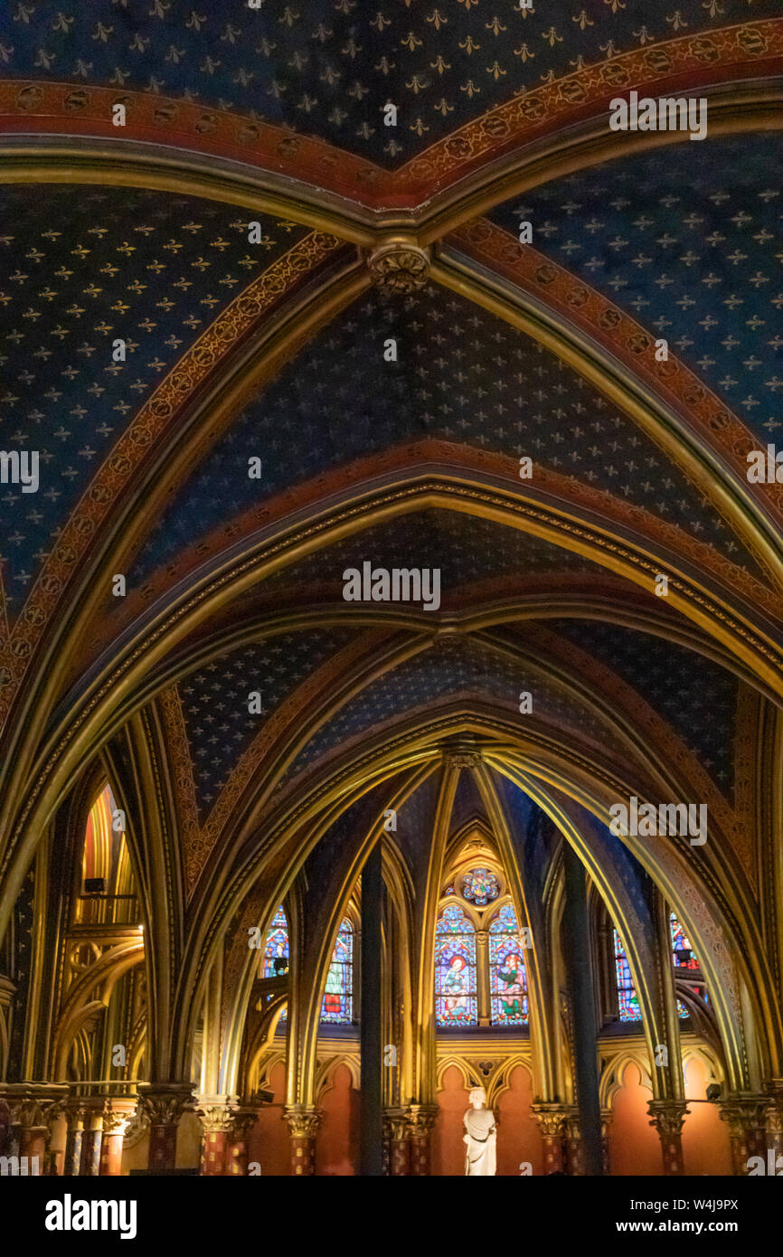 View of Sainte-Chapelle stained windows, a Gothic Style Royal Chapel in ...