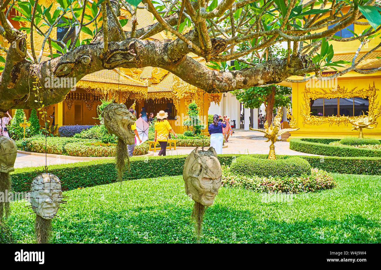 CHIANG RAI, THAILAND - MAY 9, 2019: The tree in garden of White Temple ...