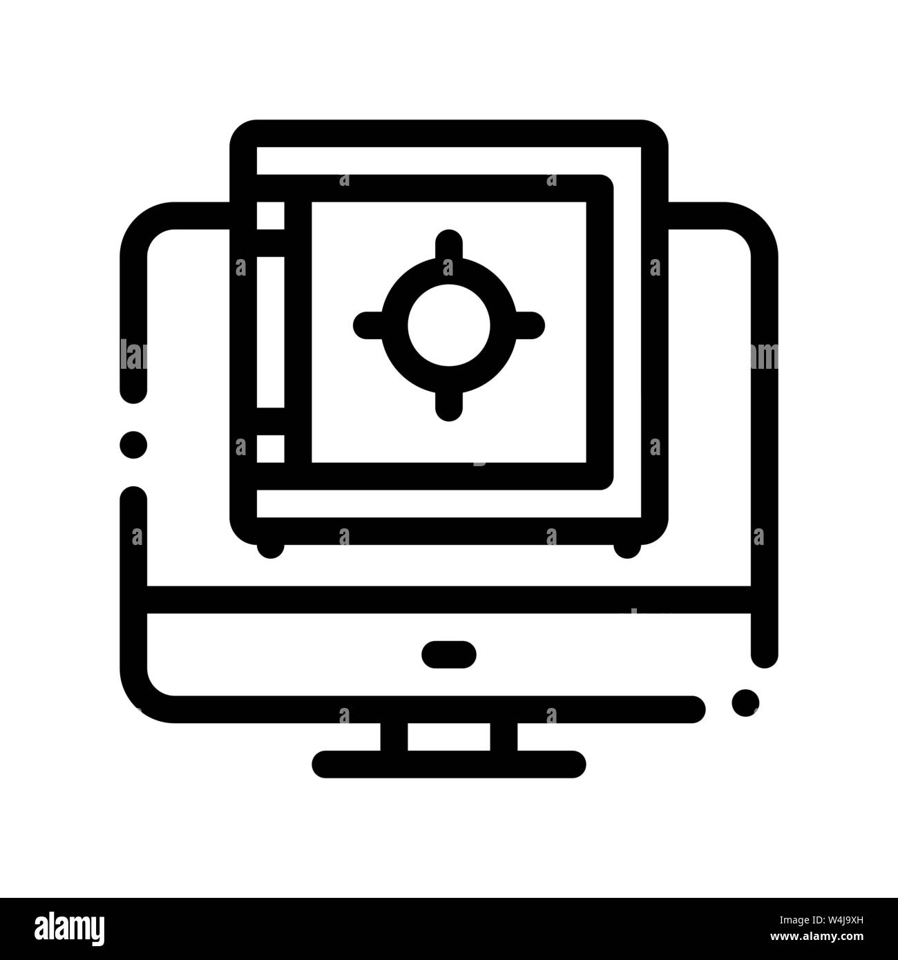 Computer Internet Safe Bank Vector Thin Line Icon Stock Vector Image ...
