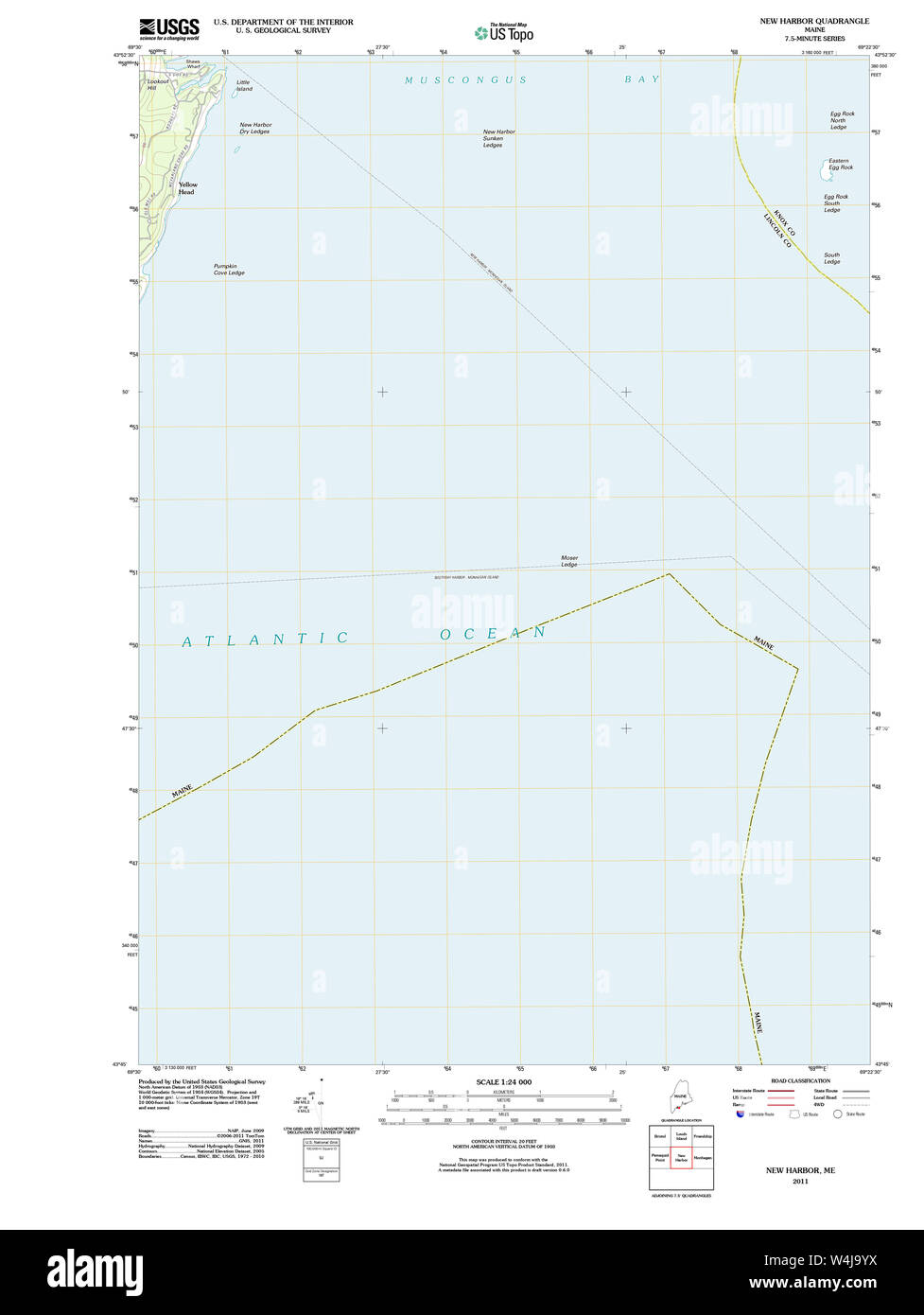 Maine USGS Historical Map New Harbor 20110830 TM Restoration Stock ...