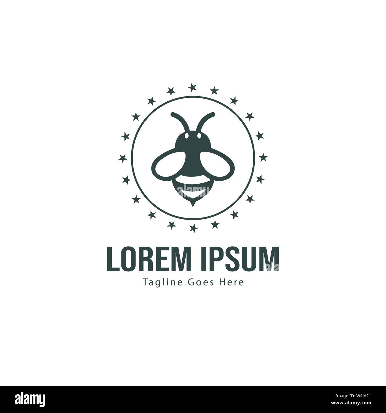 Bee logo template design. Minimalist bee logo with modern frame vector ...