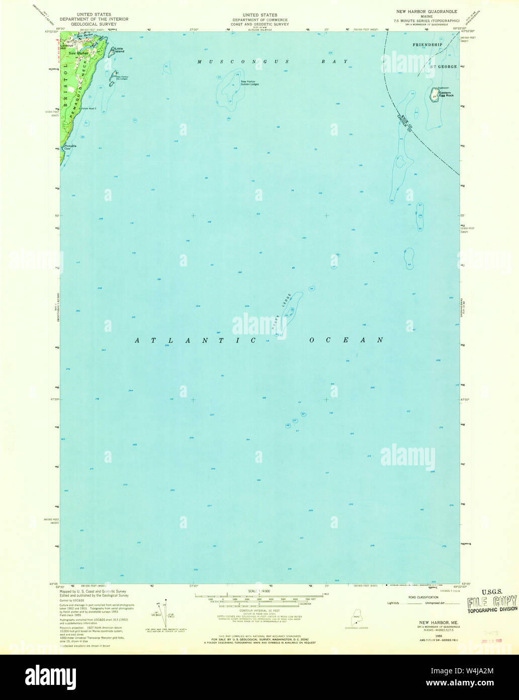 Maine USGS Historical Map New Harbor 806954 1955 24000 Restoration ...