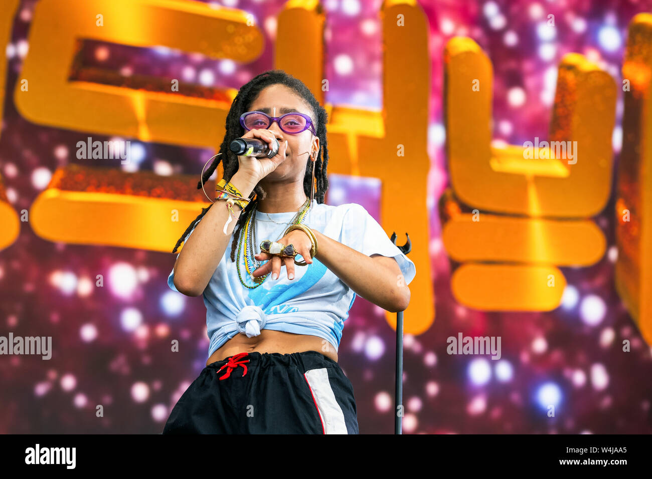 July 21, 2019 - Thandiwe of U.S. Hip Hop duo OSHUN performing at ...