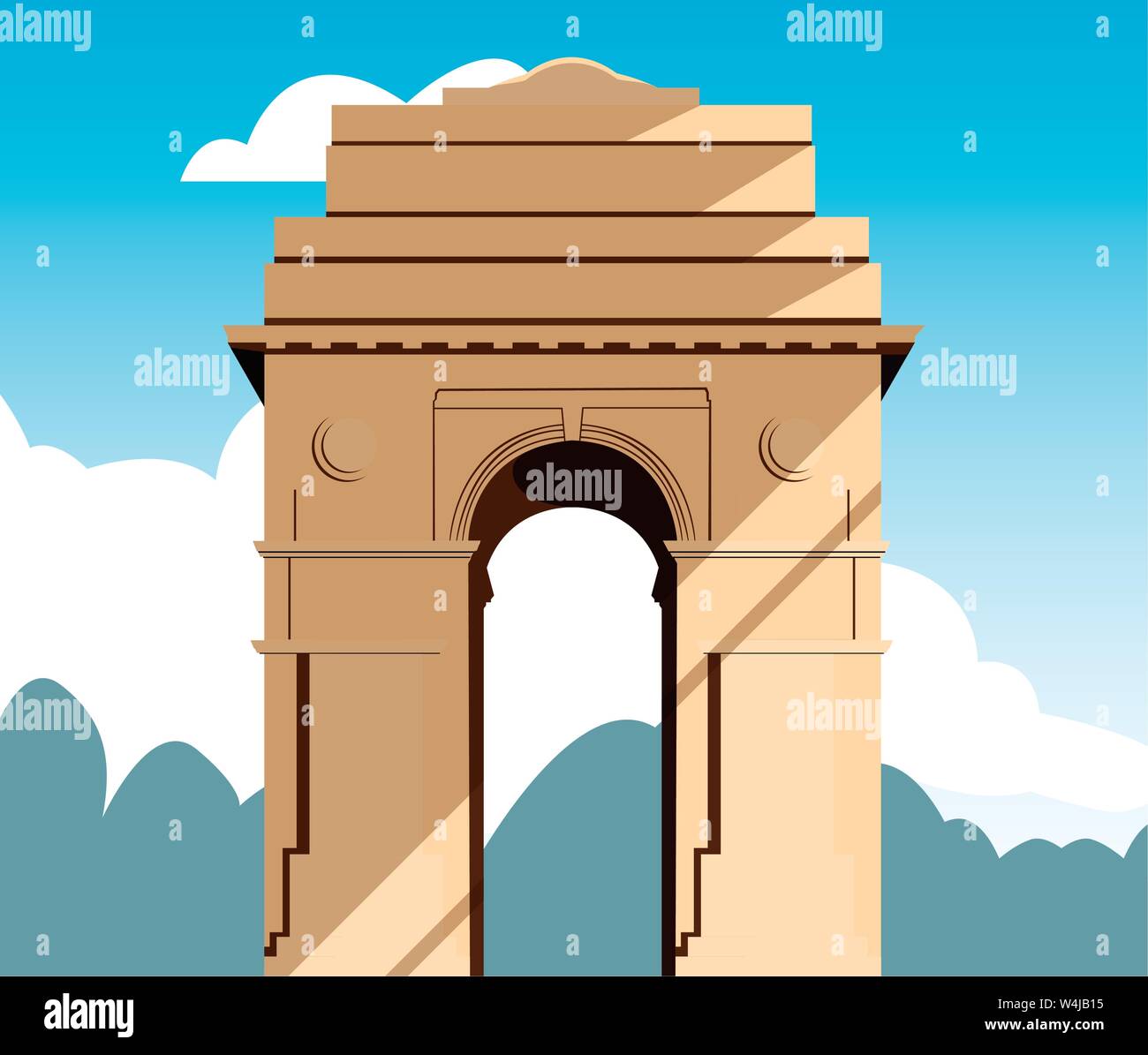 india independence day famous indian monument and landmark vector ...