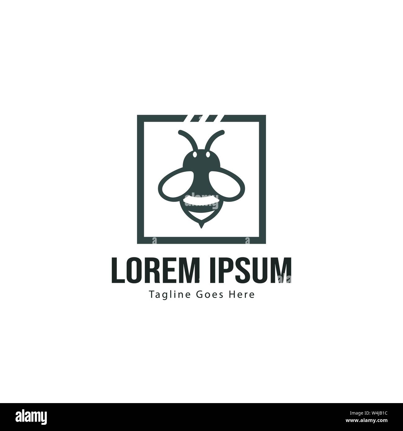 Bee logo template design. Minimalist bee logo with modern frame vector ...