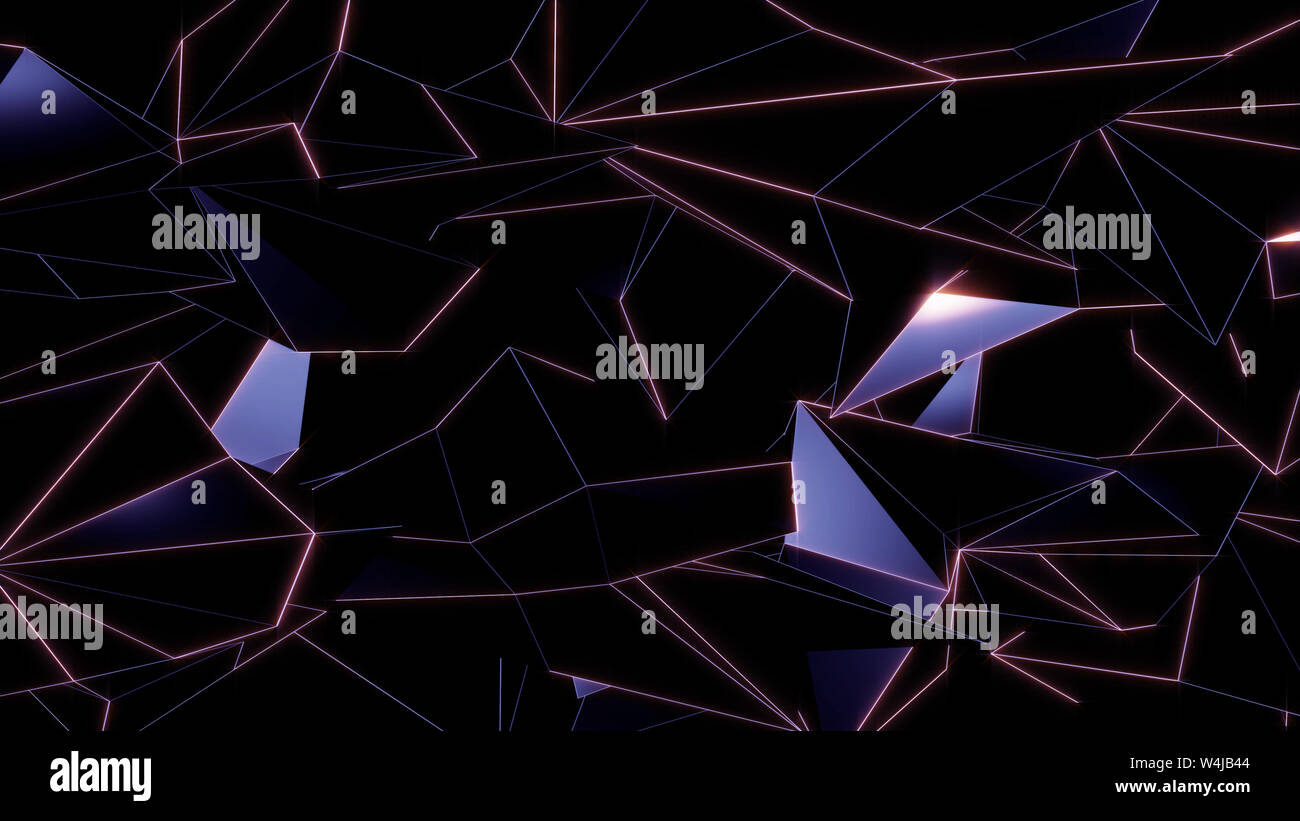 3D rendering of abstract bright polygonal triangles with a variety of ...