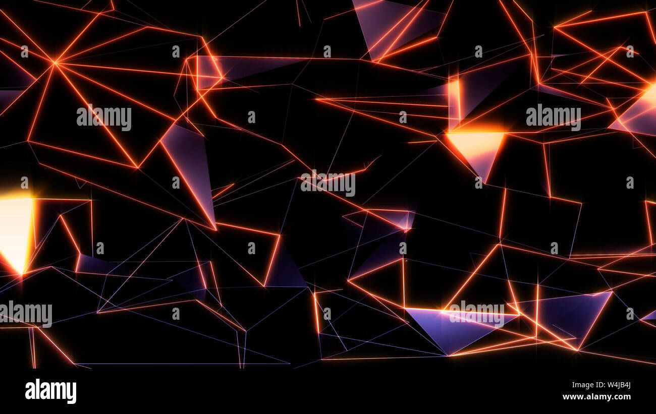3D rendering of abstract bright polygonal triangles with a variety of ...
