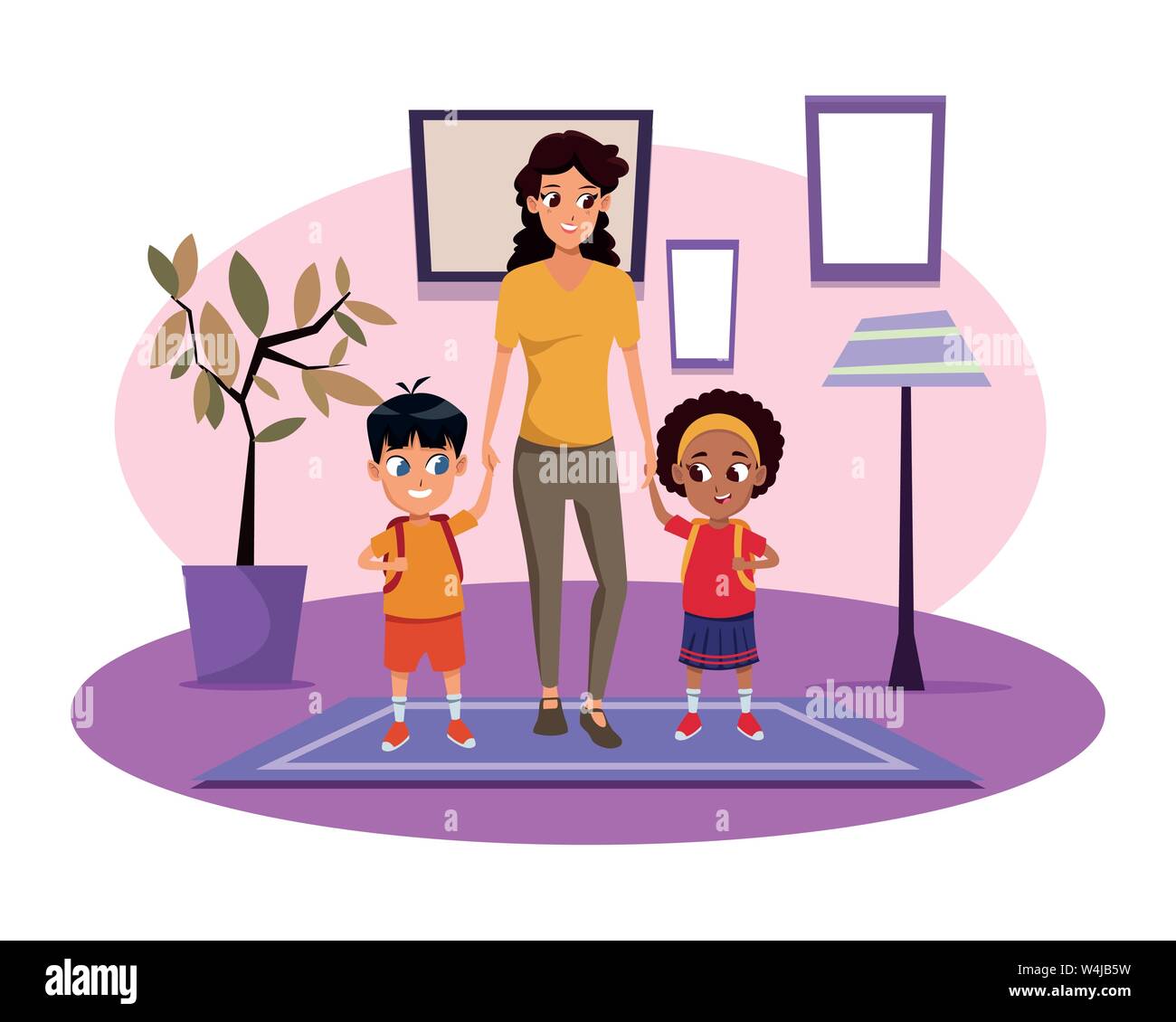 Family single mother with two kids Stock Vector Image & Art - Alamy