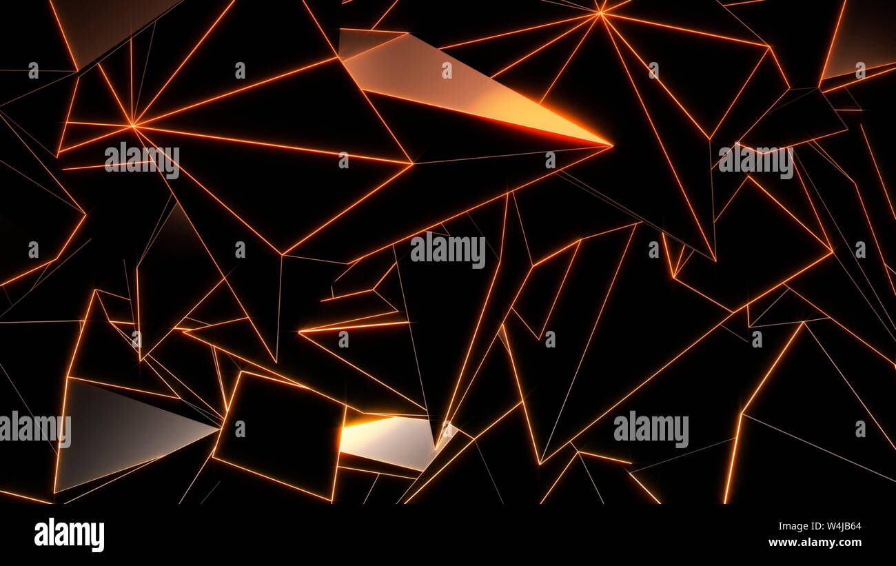 3D rendering of abstract bright polygonal triangles with a variety of ...