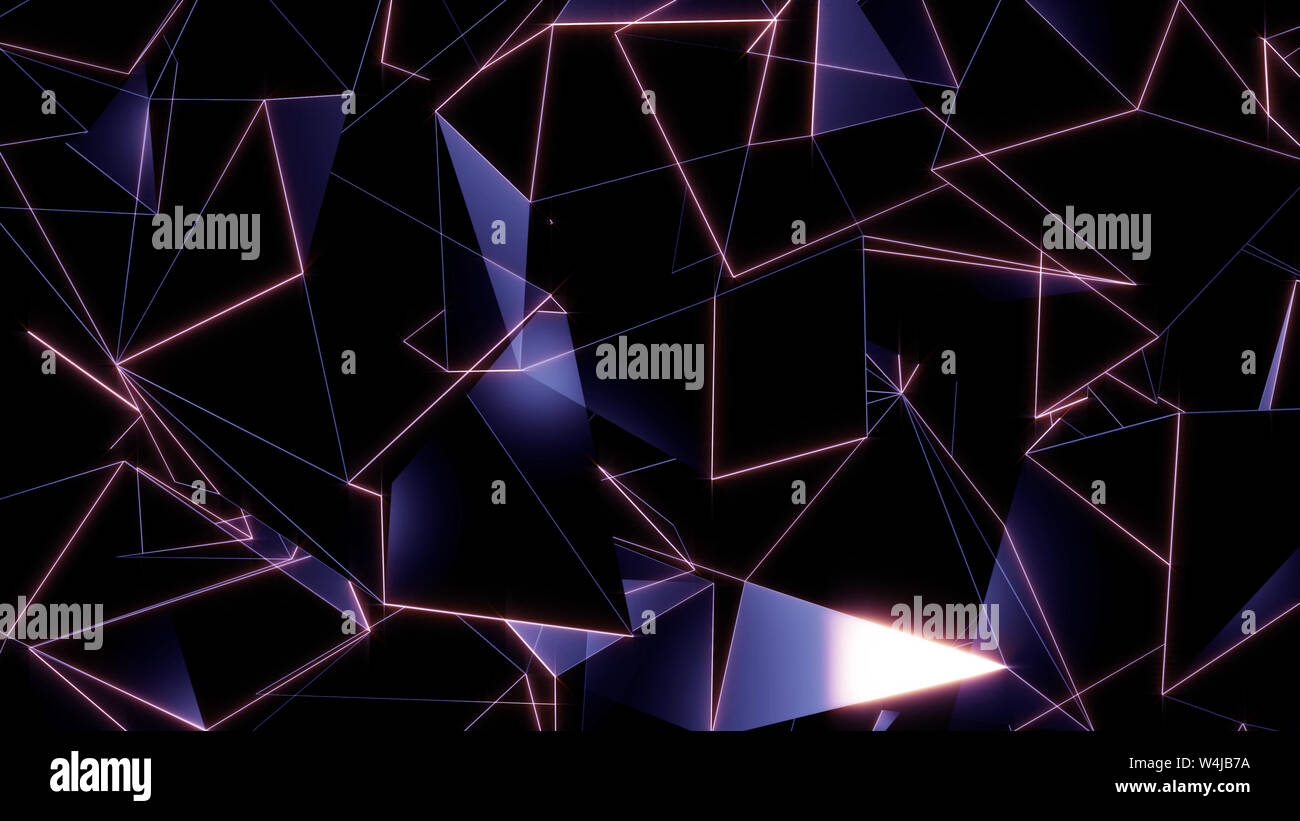 3D rendering of abstract bright polygonal triangles with a variety of ...