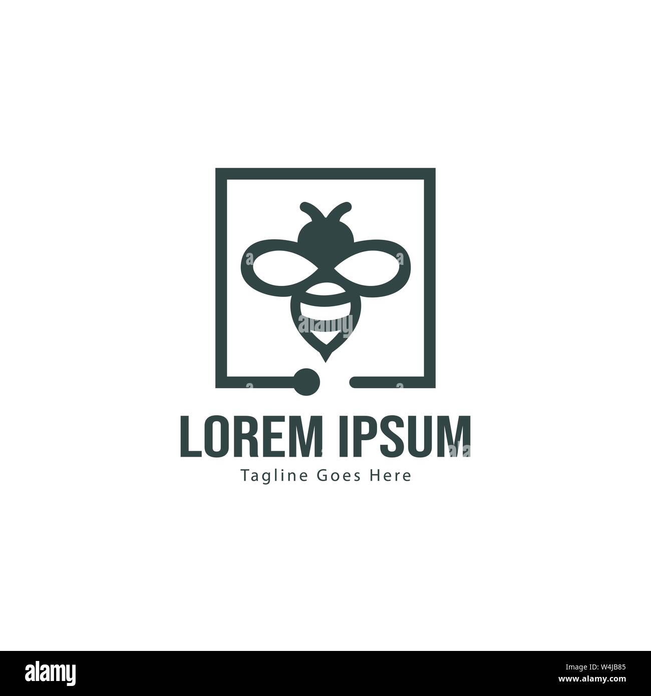 Bee logo template design. Minimalist bee logo with modern frame vector ...