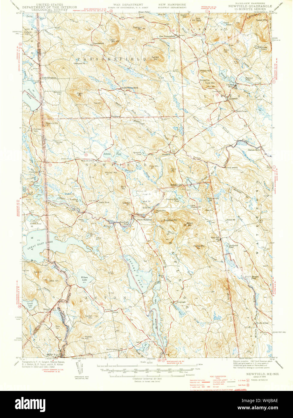 Maine USGS Historical Map Newfield 460655 1944 62500 Restoration Stock ...