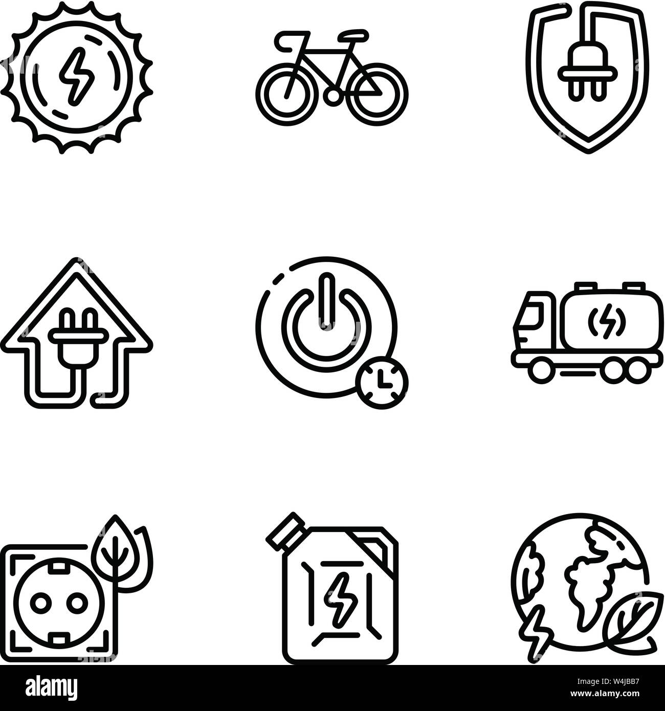 Energy icon set. Outline set of 9 energy vector icons for web design ...