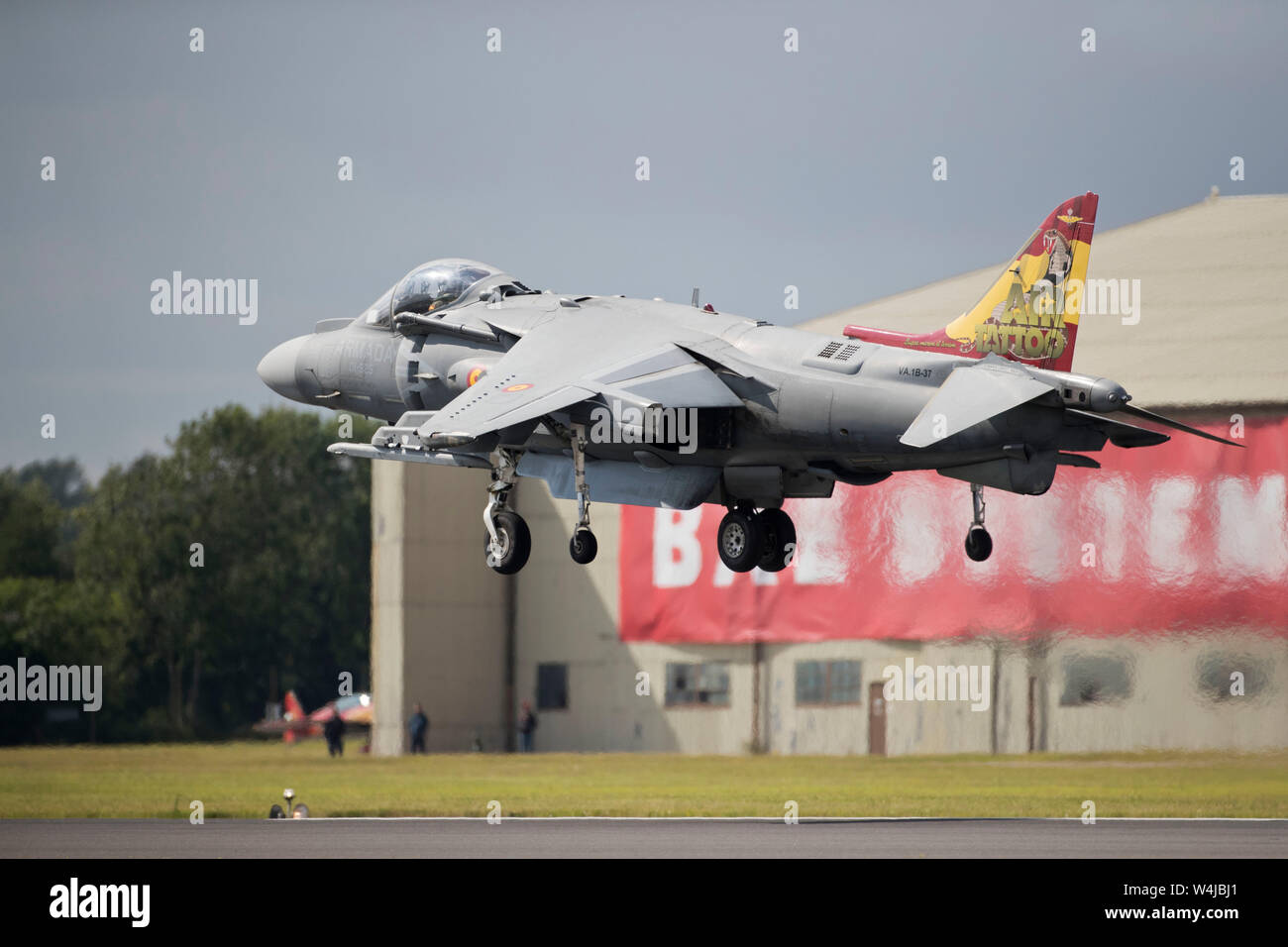 One of two Spanish Navy AV-8B Harrier ii performing at the 2019 RIAT ...
