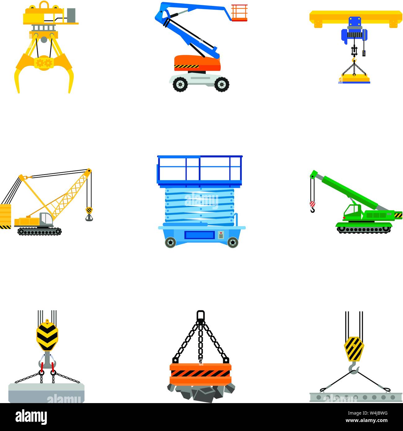 Lift machine icon set. Flat set of 9 lift machine vector icons for web ...