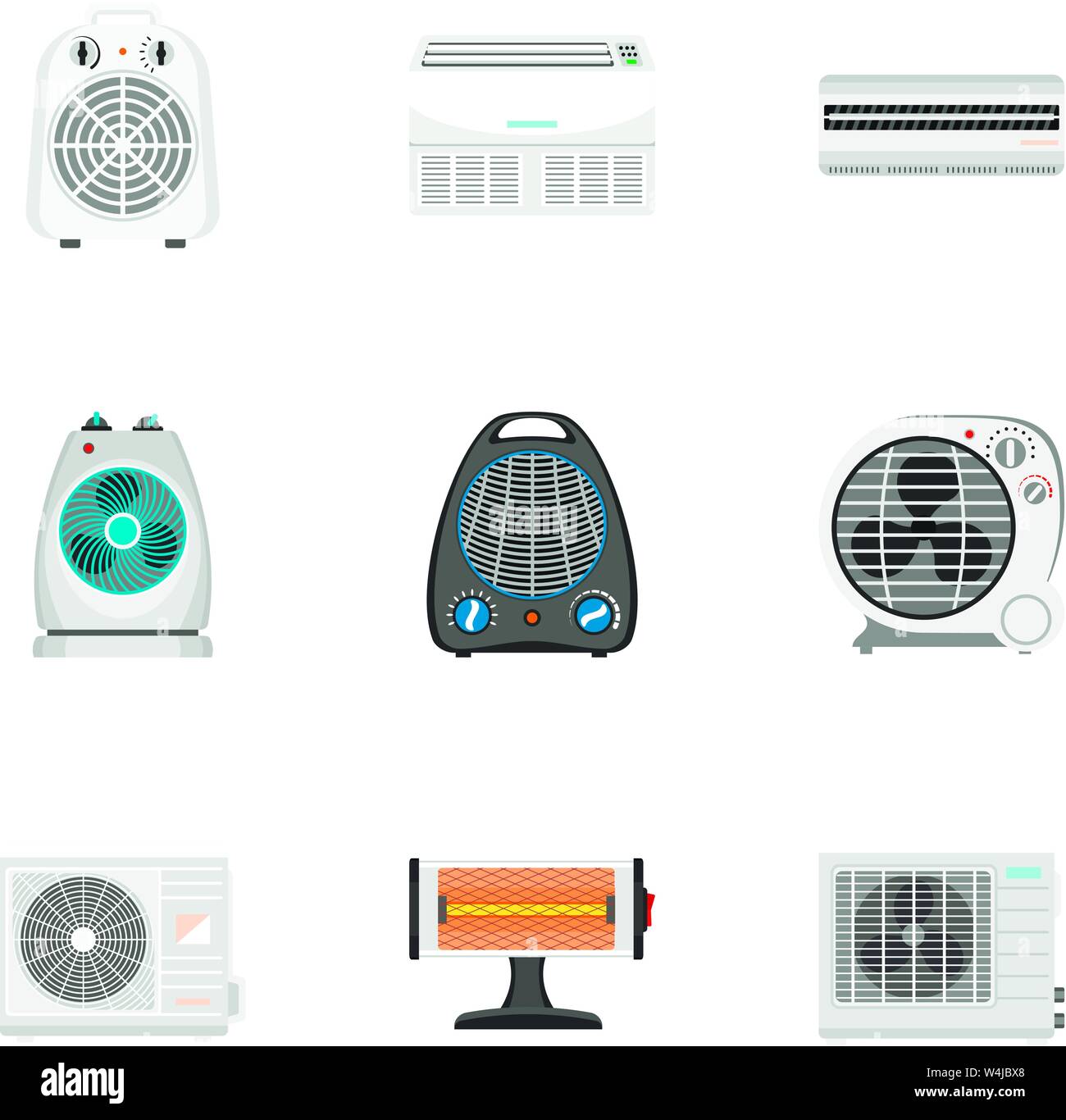 Fan icon set. Flat set of 9 fan vector icons for web design isolated on ...