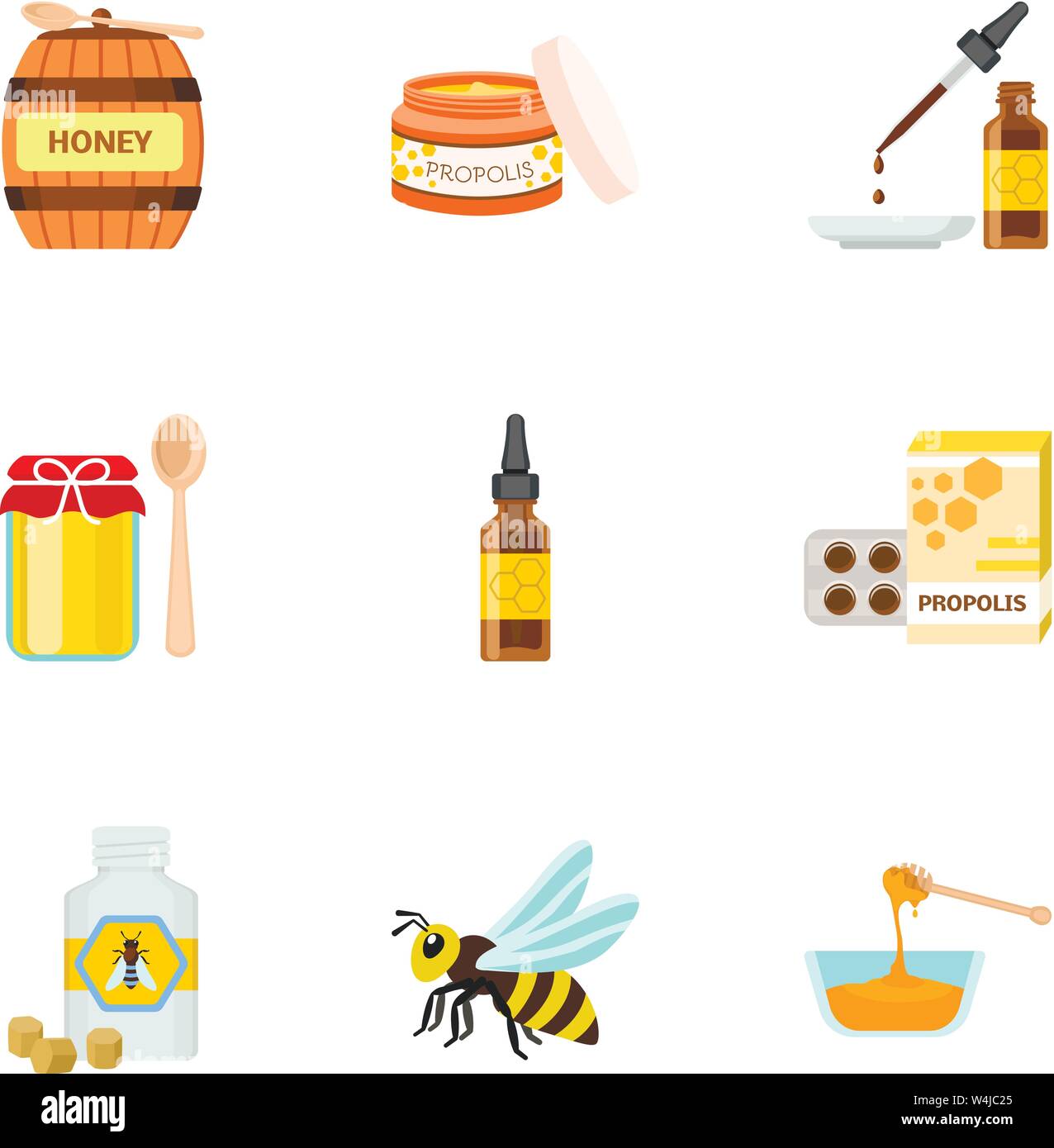 Honey icon set. Flat set of 9 honey vector icons for web design ...