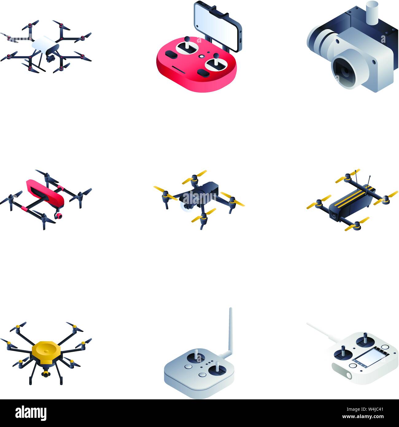 Drone Icon Set Isometric Set Of 9 Drone Vector Icons For Web Design