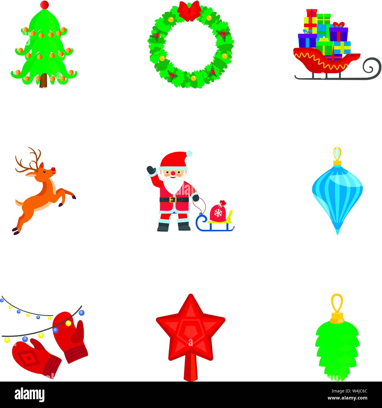 Christmas icon set. Flat set of 9 Christmas vector icons for web design ...