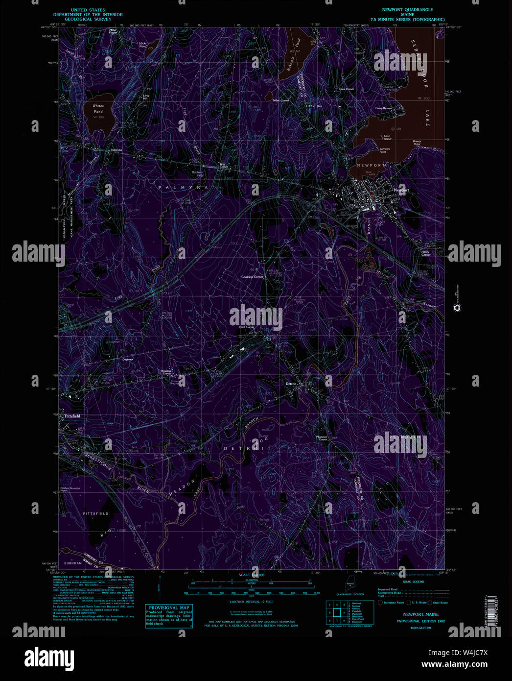 Maine USGS Historical Map Newport 102811 1982 24000 Inversion ...