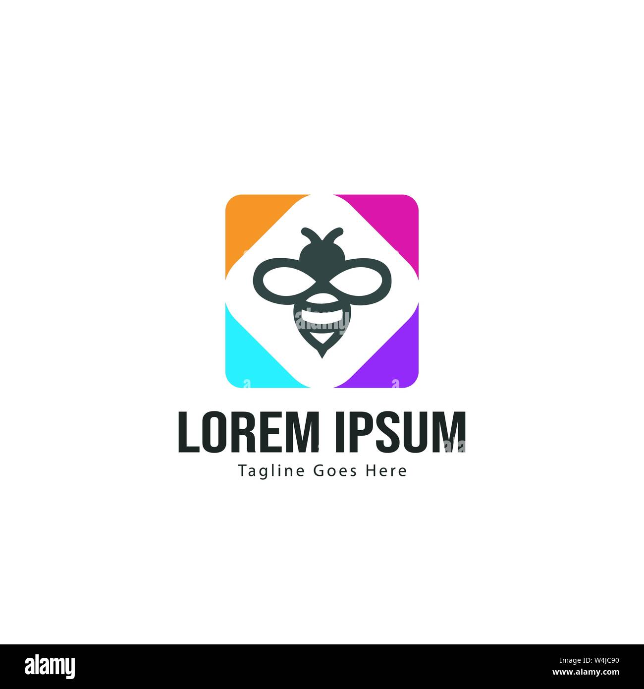 Bee logo template design. Minimalist bee logo with modern frame vector ...