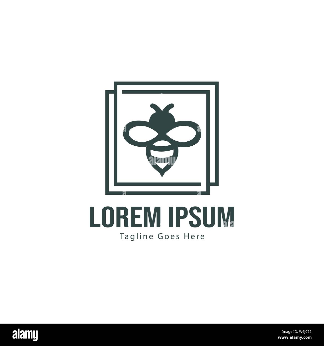 Bee logo template design. Minimalist bee logo with modern frame vector ...