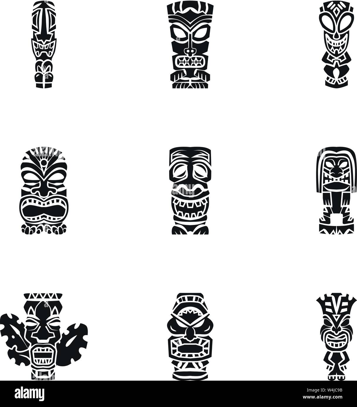 Tiki idol icon set. Simple set of 9 tiki idol vector icons for web ...