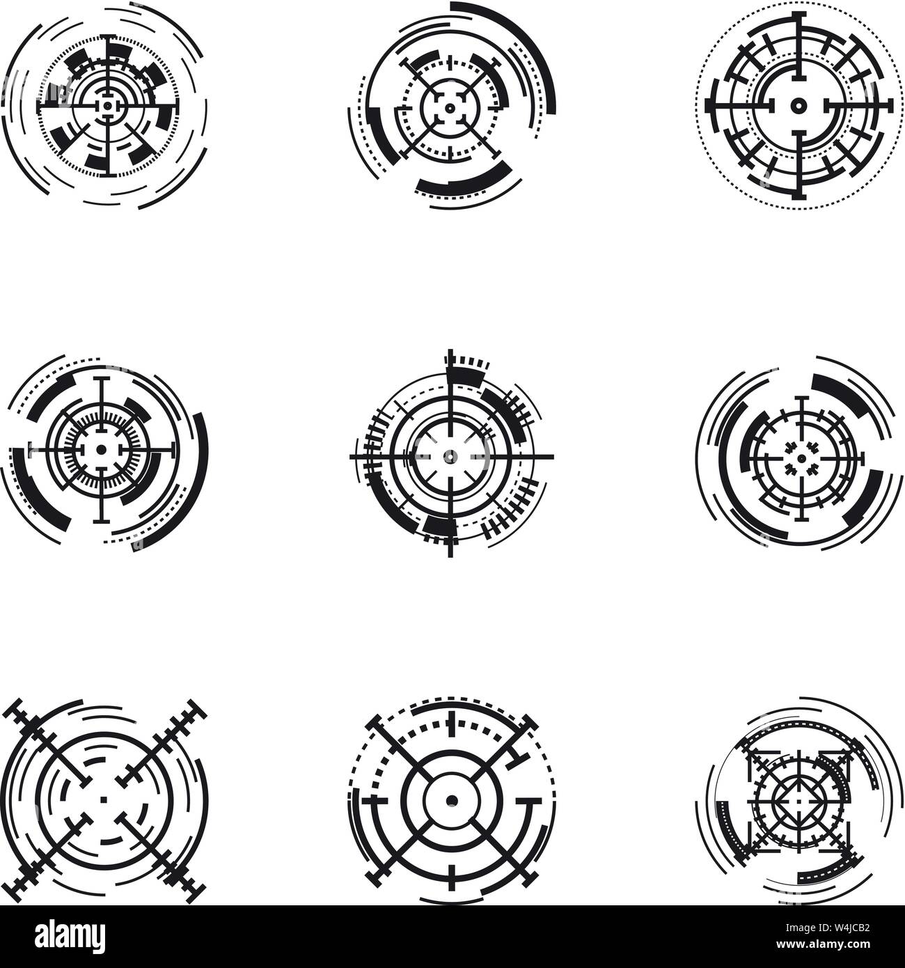 Target icon set. Simple set of 9 target vector icons for web design ...