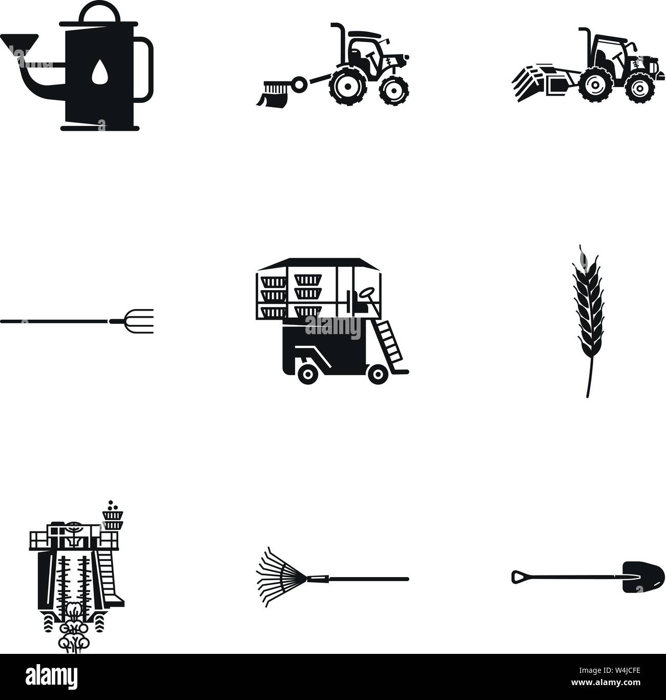 Farm machinery icon set. Simple set of 9 farm machinery vector icons ...