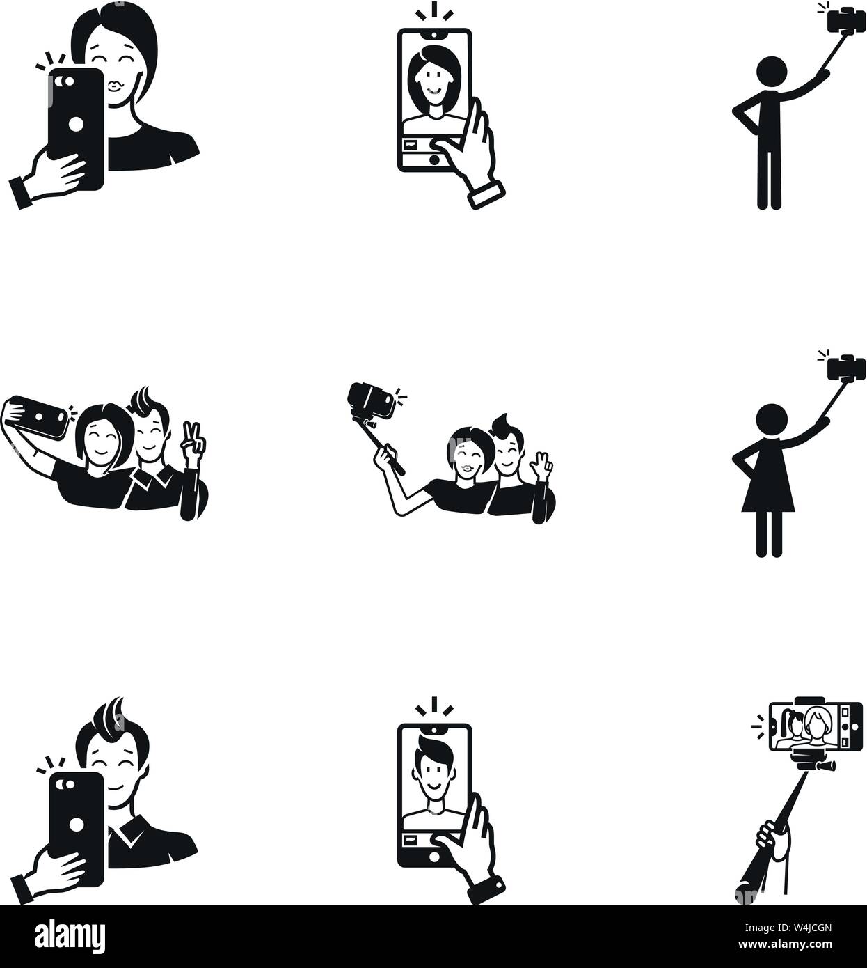 Selfie icon set. Simple set of 9 selfie vector icons for web design ...