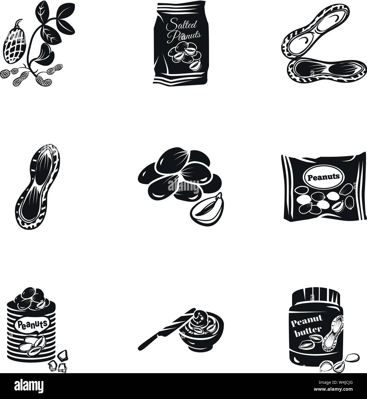 Peanuts icon set. Simple set of 9 peanuts vector icons for web design ...